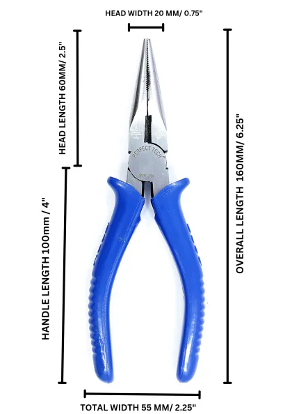 PERFECT TECH Combination plier 8 inch (DC-08) & Nose Plier 6 inch BLUE ...