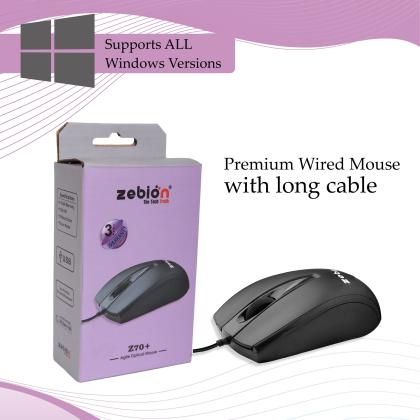 Zebion USB 3.0 Black Wired Optical Mouse - JioMart