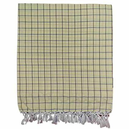 Arvore Yellow Checks Striped Cotton Arvore Handloom Bhagalpuri Chadar ...