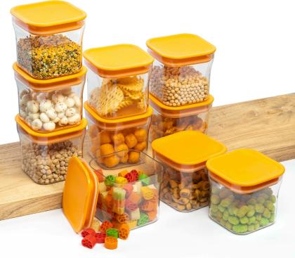 PREXO Orange Plastic Kitchen Grocery Storage Containers 600 ml - Pack ...