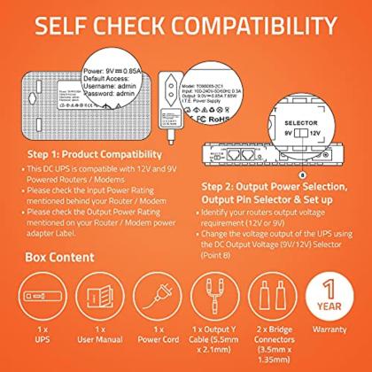 Artis AR-MINIDC-3 Mini UPS for WiFi Router 8800mAh Battery. Supports 9V ...