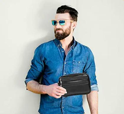 Arira Srk Black Leather Multipurpose Travel Handcuffs Money Carrying ...