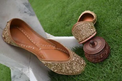 Taur Punjabi Jutti Gold Color Handcrafted Jutti - JioMart