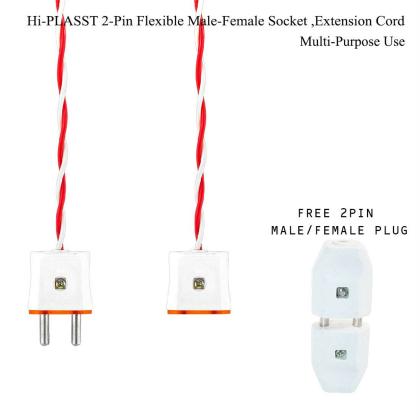 Hi-Plasst Multipurpose Use 2-Pin Flexible Male Female Socket,Flat Wire ...