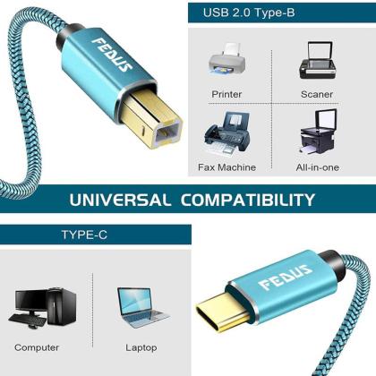 Fedus 5 Meter Usb Type-C To Printer Cable, Cyan - JioMart