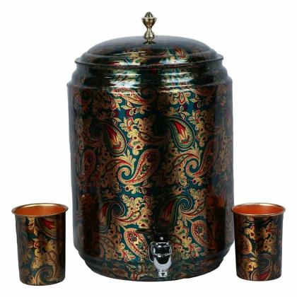 JR Handicrafts World Clear Matka Paisley Print Pure With Stand And Two ...