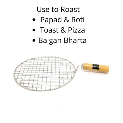 Nyra Stainless Steel Round Chapati/Roti Grill / Papad Roaster with ...