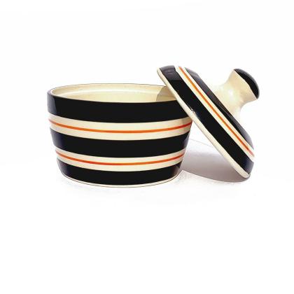 ARDVAN INDIA Handcrafted Black - White Ceramic Butter Pot with Lid ...