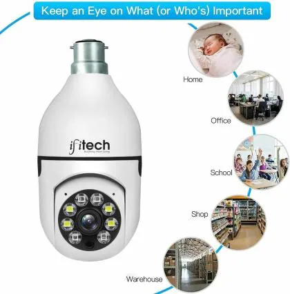 IFITech Bulb PTZ Indoor HD 3MP CCTV Wireless Camera - Pan Tilt Zoom ...