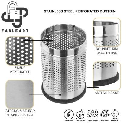 Fableart Stainless Steel Perforated Open Dustbin 5 L - JioMart