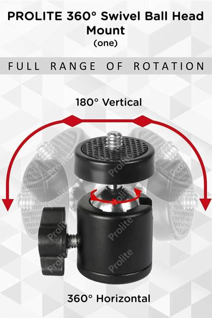 Prolite Mini Swivel Tripod Ball Head for Tripods, Monopods, Light Stand ...