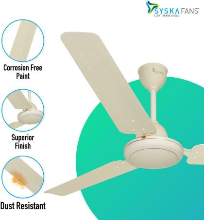 Syska SFP200 HALITO 3 Blades 1200 mm High Speed Ceiling Fans, Ivory ...
