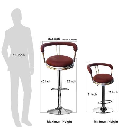 RW REST WELL Trendy Classic Black Height Adjustable Bar Stool or ...