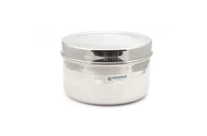 Coconut Round Hammered Stainless Steel Dabba 2 L - JioMart