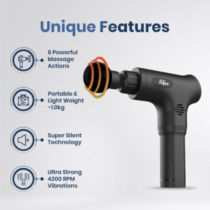 Dr Physio Pain Relief Massage Machine Gun With Vibration Neck, Black ...