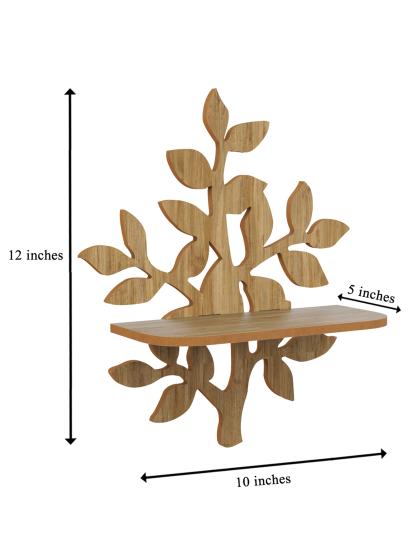 Home Sparkle Light Brown Tree Shaped MDF Wall Mounted Floating Shelf 10 ...