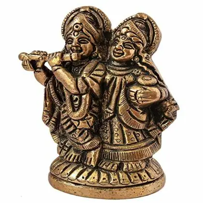 GURU JEE Brass Idol Small Statues Radha Krishna Murti Home Decor ...