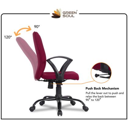 Green Soul Seoul-X Mid Back Confident Maroon Office/Study Chair - JioMart