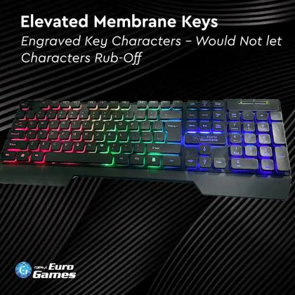 RPM Euro Games Gaming Backlit RGB Keyboard with Wrist Support Semi ...