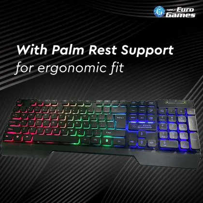 RPM Euro Games Gaming Backlit RGB Keyboard with Wrist Support Semi ...