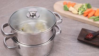 Vinod Stainless Steel 2 Tier Steamer/Momo/Modak Maker with Glass Lid ...