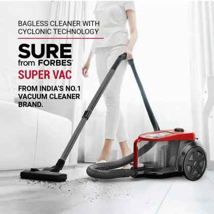 Eureka Forbes Super Vac 1600W Bagless Vacuum Cleaner with Powerful Cyclonic Technology (Black ...