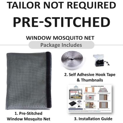 Lifekrafts Black Fiberglass Mosquito Net for Windows with Self Adhesive ...