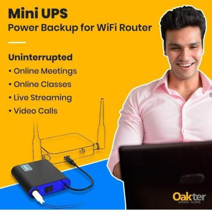 Oakter Mini UPS for 12V WiFi Router Broadband Modem | Backup Upto 4 ...