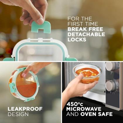 Allo Innoware Glass Lunch Box with Canvas Bag 390 ml (Pack of 4) - JioMart