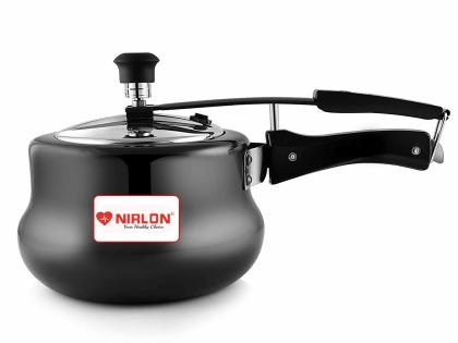 NIRLON Induction and Gas Compatible Hard Anodised Handi Shape Inner Lid ...