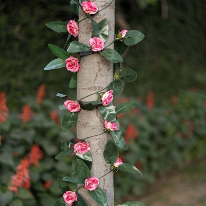 DULI Artificial Dark Pink Velvet Rose Creeper 6.5ft Hanging Vine for ...