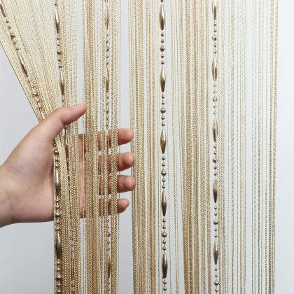 Ramcha Plastic Chain Golden String Polyester Curtain 6.5 ft - JioMart