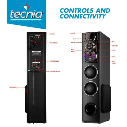 Tecnia Atom 1108 Bluetooth Tower Speaker with Karaoke Mic 80 W Bluetooth Tower Speaker - JioMart
