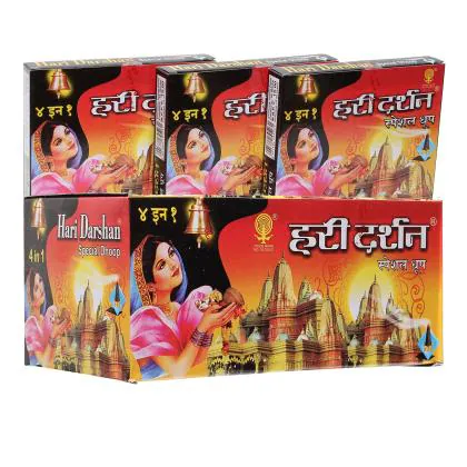 Hari Darshan Special Dhoop 4 in 1 Wet Dhoop Natural and Non-Toxic (Pack of 12,16 Sticks in Each ...
