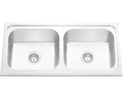 CROCODILE 304 Grade 37" x 18" x 8" GLOSSY Stainless Steel Double Bowl Kitchen Sink - JioMart