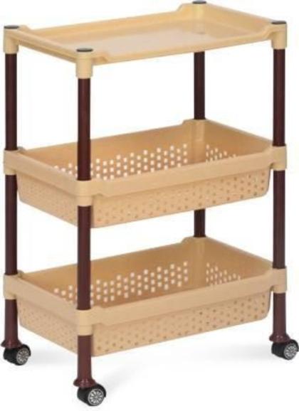 Nilkamal TROL15 3-Shelves Multipurpose Plastic Trolley (Marble Beige ...