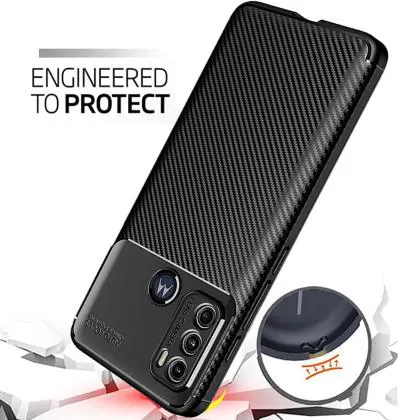 MULTRONICSBlack Rubber Back Cover Compaitible With Moto G60, G40 Fusion ...