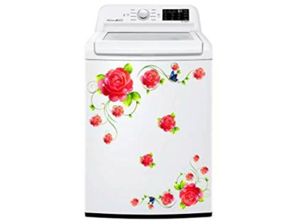 Divinedesigns Multicolor Vinyl Red Florals Flowers Washing Machine ...