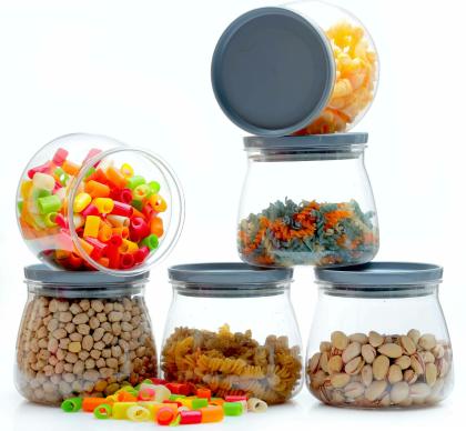 PREXO Grey Plastic Kitchen Grocery Storage Containers 800 ml - PACK Of ...