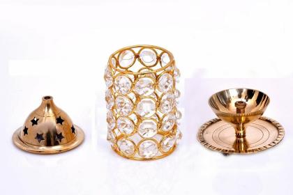 Rastogi Handicraft Brass Akhand Diya Diamond Crystal Lamp Diya Akhand ...