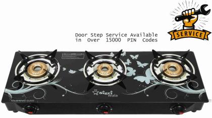 Sigri-Wala 3 Burner Designer Toughened Glass Manual Gas Stove - JioMart
