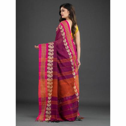 S G Enterprice Magenta Pure Cotton handwoven saree woith kalka design ...