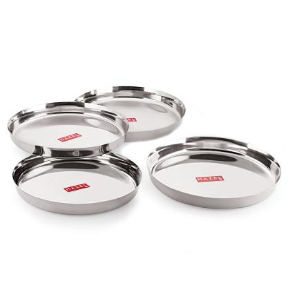 HAZEL Stainless Steel Plates Set | Premium Mirror Finish Thali Set ...