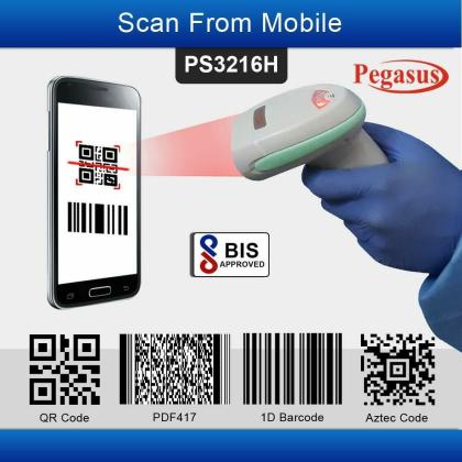 Pegasus PS3216 Health 2D Barcode Scanner,2D,Wireless White,Auto Sensor ...