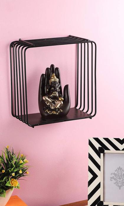 Home Sparkle Black Iron Square Design Wall Mounted Floating Shelves ...