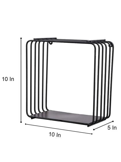 Home Sparkle Black Iron Square Design Wall Mounted Floating Shelves ...