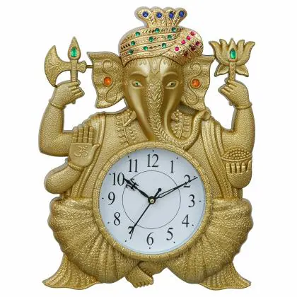 Webelkart Premium Pagdi Ganesha Analog Wall Clock for Home and Office ...