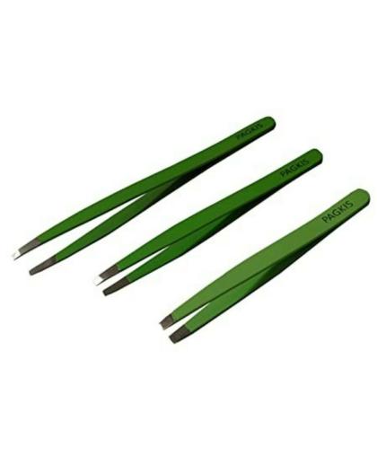 PagKis Slant Tip Metal Tweezer Plucker Set - Pack of 3 (4, 4.5 and 5.5 ...