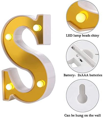 Satyam Kraft Gold Marquee Alphabet Shaped Led Light For Home Decoration ...