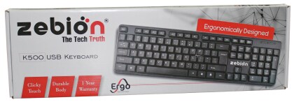 Zebion K500 USB Keyboard, Rugged Heavy-Duty Body, Ergonomic Design ...